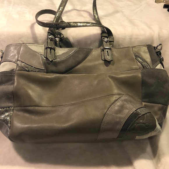 Coach | Bags | Coach Gray Patchwork Tote | Poshmark